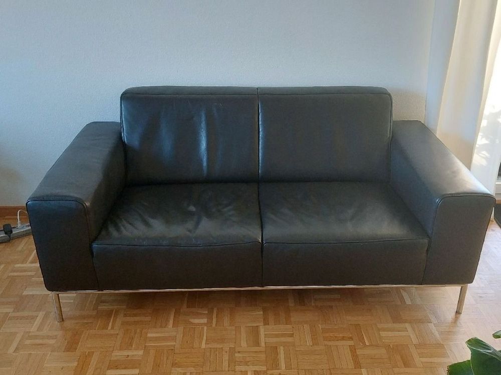Koinor Ledersofa schwarz 2er Sofa Chromfüsse Occasion (Gebraucht) in Zürich für CHF 330 – nur ...