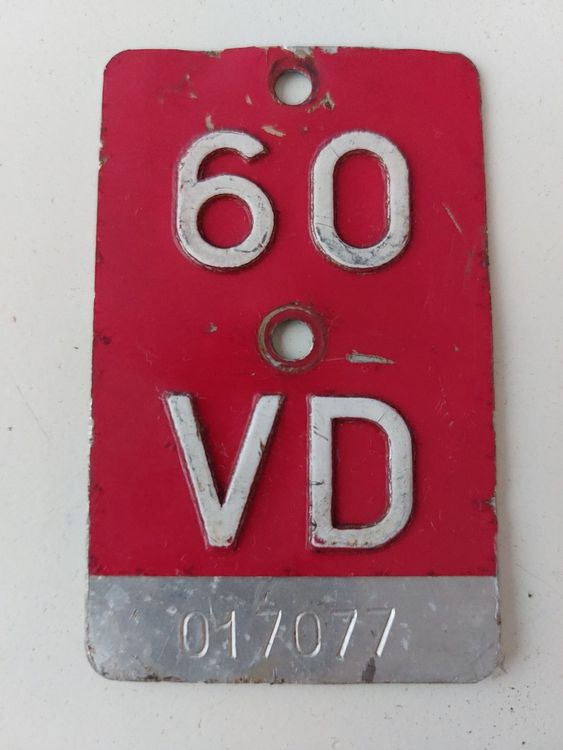 Velonummer VD 60 plaque Velo (Gebraucht) in Schenkon für CHF 18 – mit ...