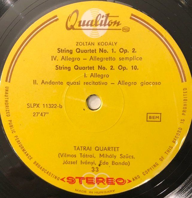 Zoltán Kodály – String Quartets Nr. 1 & Nr. 2 (LP, 1968) (Gebraucht) in ...