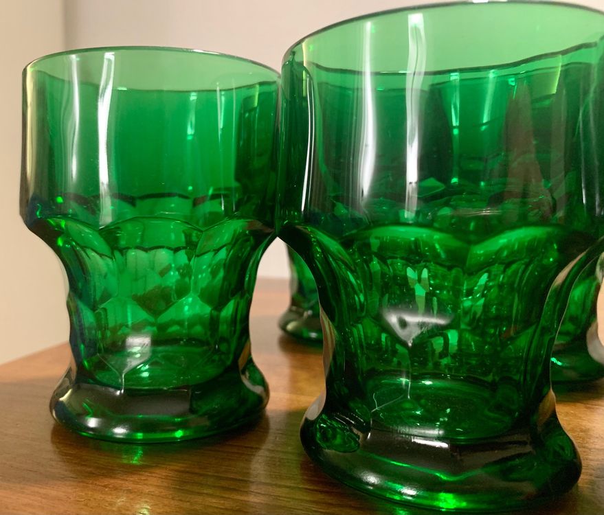 6 grün Glas Gläser Vintage wie Anchor Hocking (Gebraucht) in Unterseen ...
