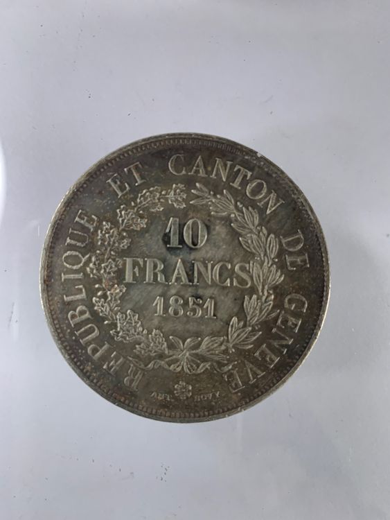 GENEVE - RÉPLIQUE 10 Francs 1851 Tir fédéral - Tranche lisse (Gebraucht ...