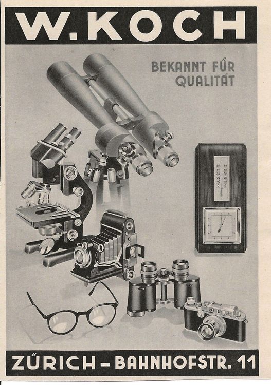 Zürich, W. Koch Optik, Bahnhofstr., Reklame 1947 (Gebraucht) in ...
