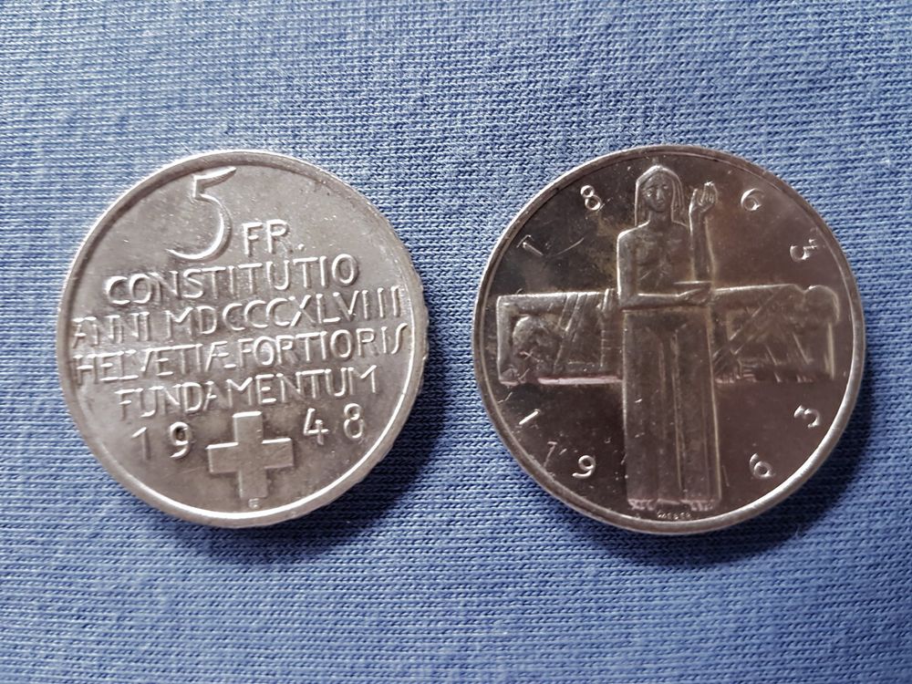 2x5 Franken Silber Gedenkmünzen 1948-1963 ab nur 1 Fr !!! (Gebraucht) in Camignolo für CHF 17 ...