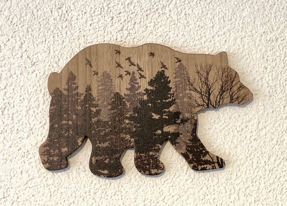 Grizzly Bär Holz Wanddeko 28x19x1 cm (Neu und originalverpackt) in ...