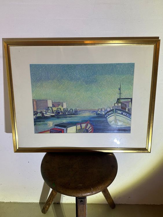 Tableau signé m Rufli, bateaux au port (Gebraucht) in La Chaux-de-Fonds ...