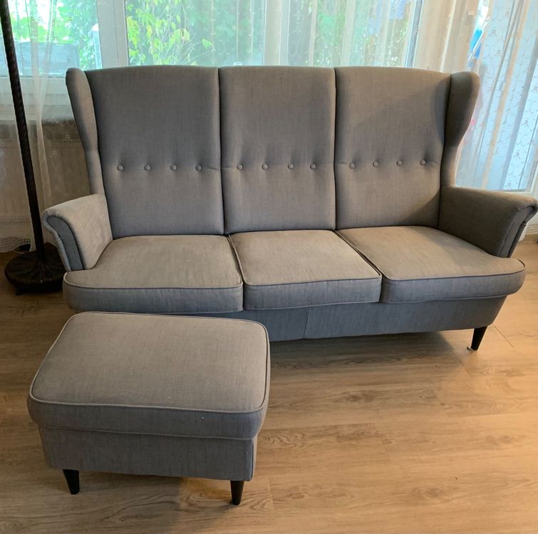 STRANDMON Ikea 3er Sofa Nordvalla dunkelgrau + Hocker | Kaufen auf Ricardo