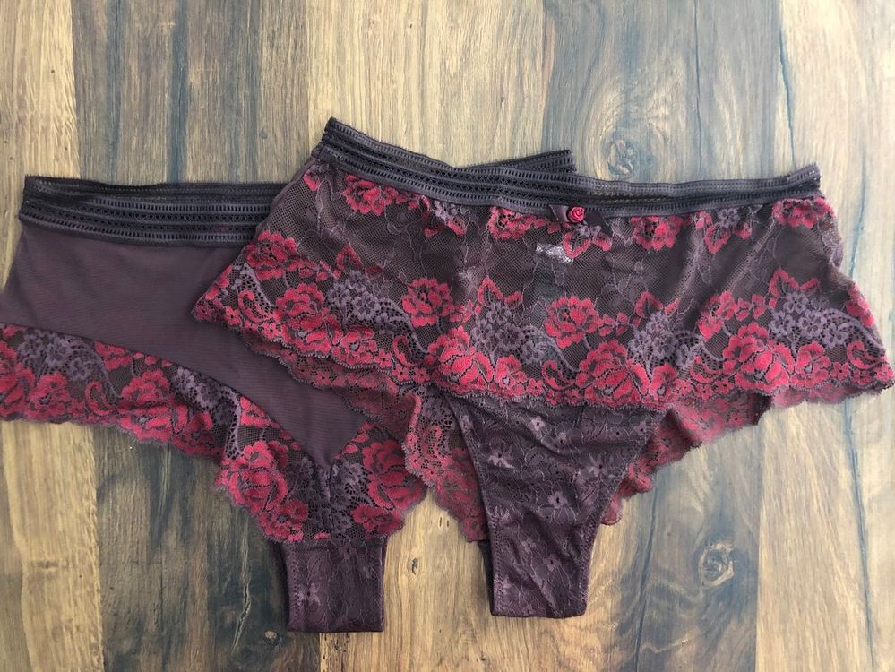 2 Stk. Panties/Slips bordeau/braun - L (Neu (gemäss Beschreibung)) in ...