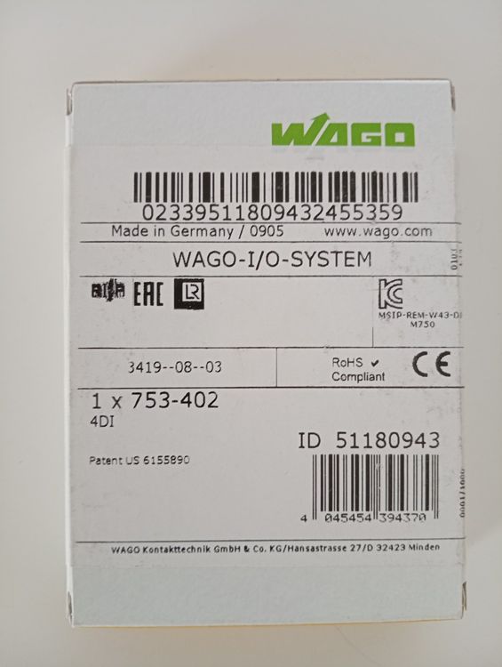 Wago 753-402 / 4-Kanal-Digitaleingang; DC 24 V; 3 ms / neu (Neu und ...