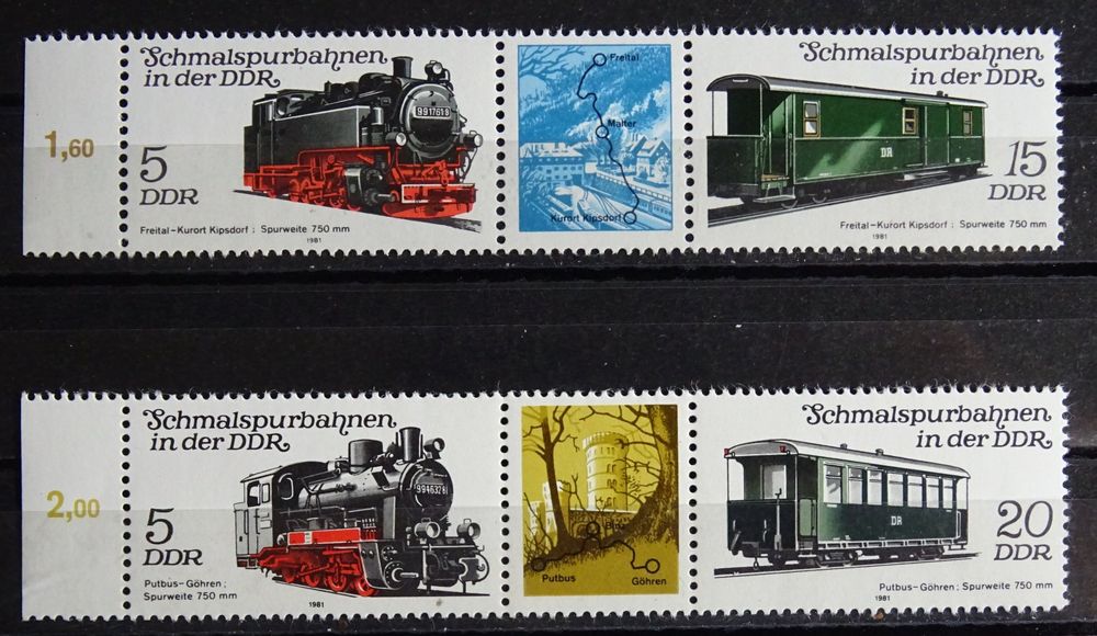 DDR 1981, 3er Streifen **postfrisch (Neu und originalverpackt) in Haslen GL für CHF 0.5 – mit ...