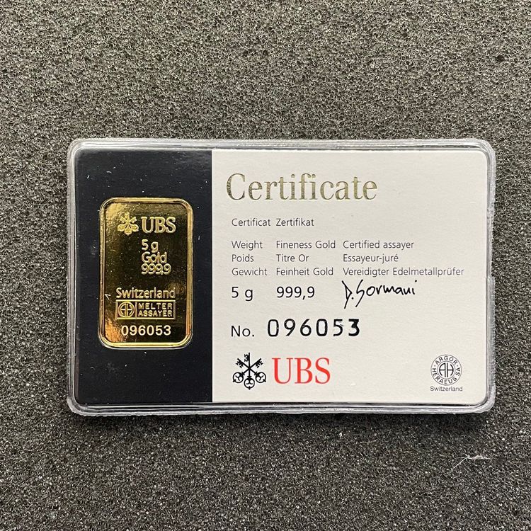 5 gramm Gold Barren UBS Bank ovp (Gebraucht) in Reitnau für CHF 355 ...