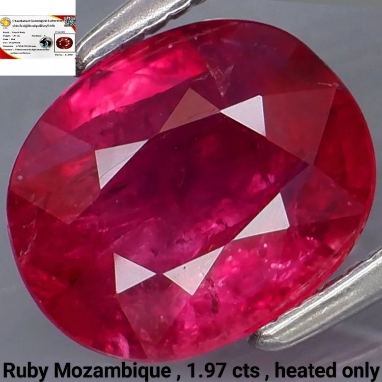 RUBIN RUBY 1.97 cts Edelstein mit Zertifikat , HEATED ONLY (Neu (gemäss ...