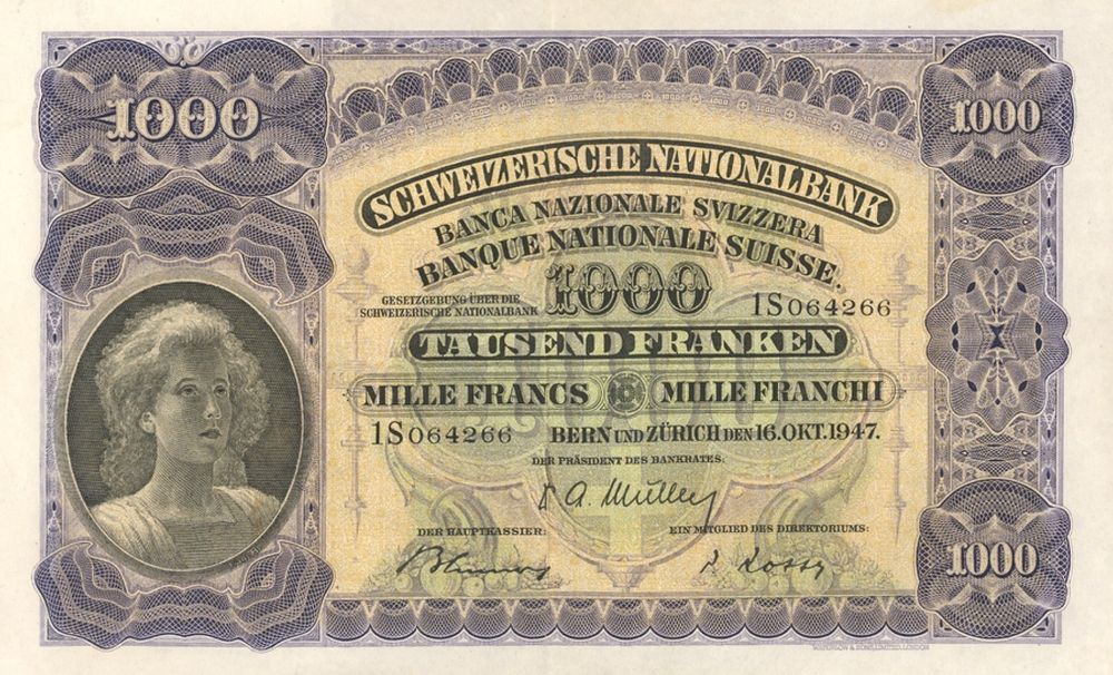 1000 Franken Banknote Schweiz Serie 2 (Replica) (Neu (gemäss ...