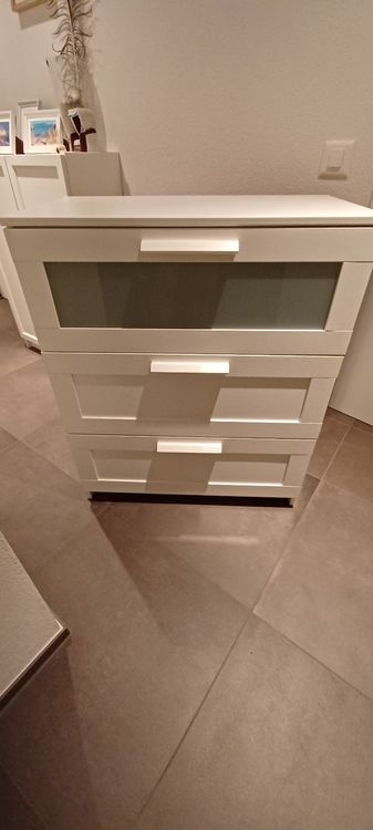 Ikea BRIMNES Kommode mit 3 Schubladen, weiß/Frostglas (D'occasion) à ...