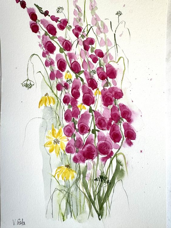 Aquarell "Sommerblumen" handgemalt 🌸🎨 signiert (Gebraucht) in Lanzenhäusern für CHF 20 – mit ...