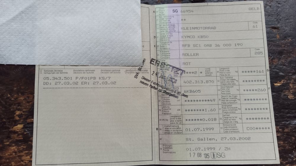 Kymco KB 50 Roller Winterprojekt (Defekt) in Gretschins für CHF 150 ...