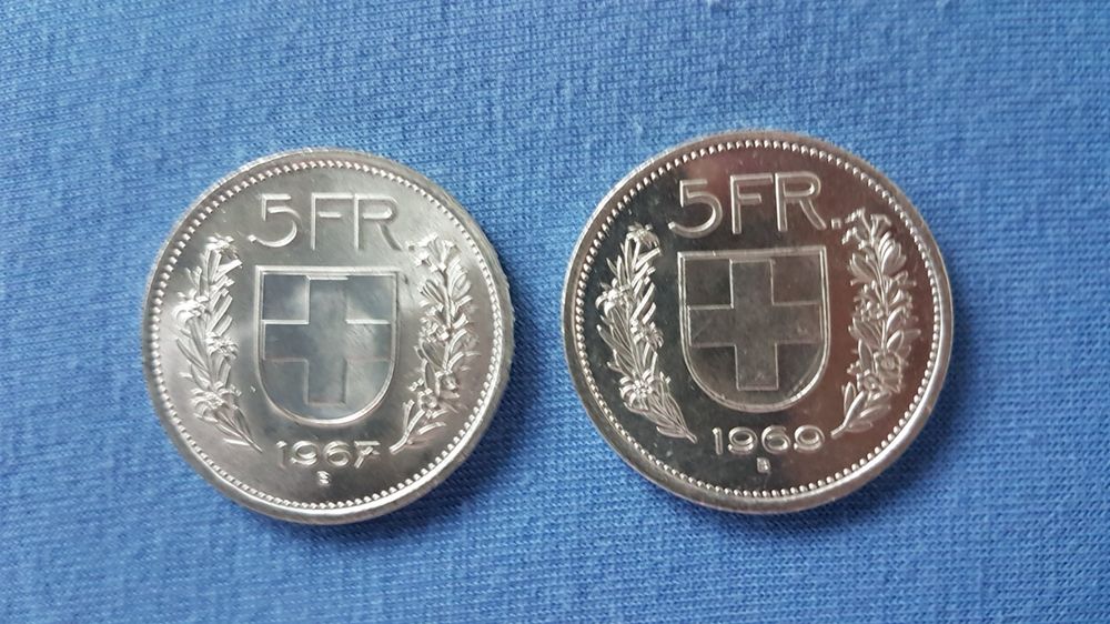 2 x 5 Franken Silbermünzen 60ger Jahre ab nur 1 Franken!! (Gebraucht) in Camignolo für CHF 16 ...