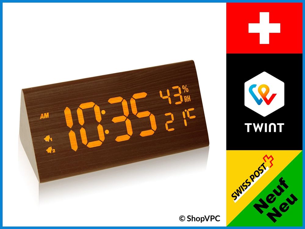Digitales Holzwecker mit Doppelalarm - Snooze - Wecker | Kaufen auf Ricardo