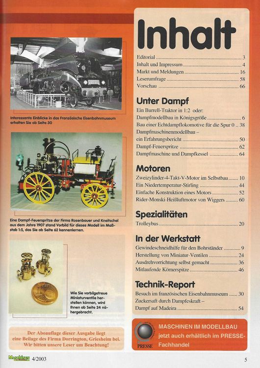 3 Magazine " Maschinen im Modellbau " (Gebraucht) in Worben für CHF 5 – mit Lieferung auf ...