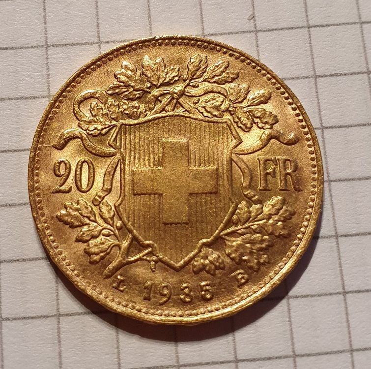 Goldvreneli 20Fr LB; Jahrgang 1935 | Kaufen auf Ricardo