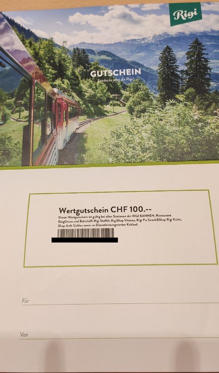 Rigi Gutschein im Wert von CHF 100 (Neu (gemäss Beschreibung)) in Embrach für CHF 70 – mit ...
