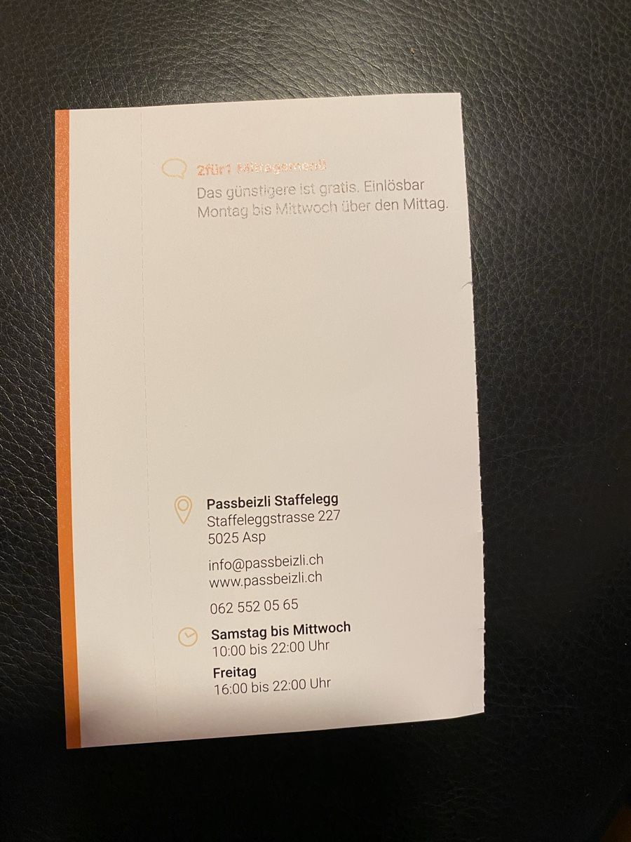 2:1 Gutschein für Mittagsmenü in Asp (Neu (gemäss Beschreibung)) in Liestal für CHF 1 – mit ...