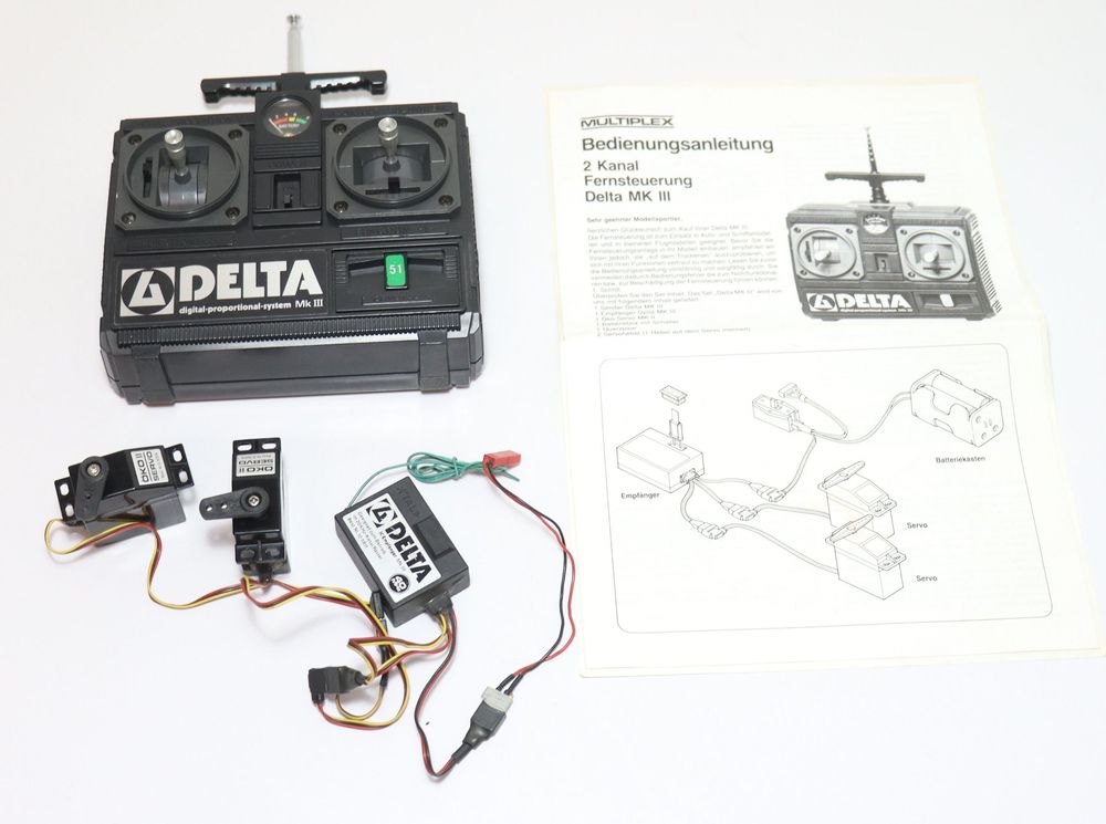 Asahi Delta MK III 40 MHz Sender, Empfänger, 2 Servos (Gebraucht) in ...