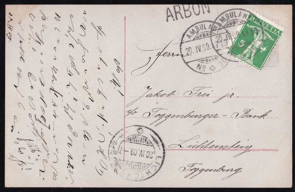 Bahn-Stabstempel ARBON (TG) mit Tellknabe, verschobene Zähn. (Neu (gemäss Beschreibung)) in ...