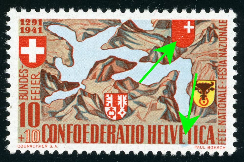 Abart: PP B13 / B13.2.01b blauer Fleck b. HELVETICA 1941 | Kaufen auf Ricardo