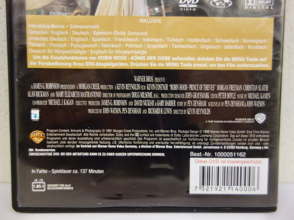 DVD ROBIN HOOD - KÖNIG DER DIEBE Kultfilm Klassiker COSTNER (Neu ...