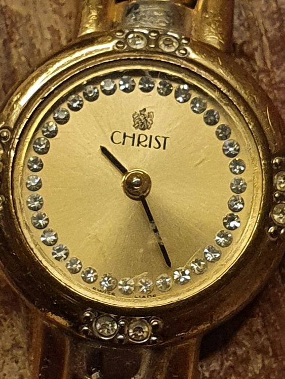 Vergoldete CHRIST Swiss Made uhr mit Zirkon (Defekt) in Port für CHF 1 ...