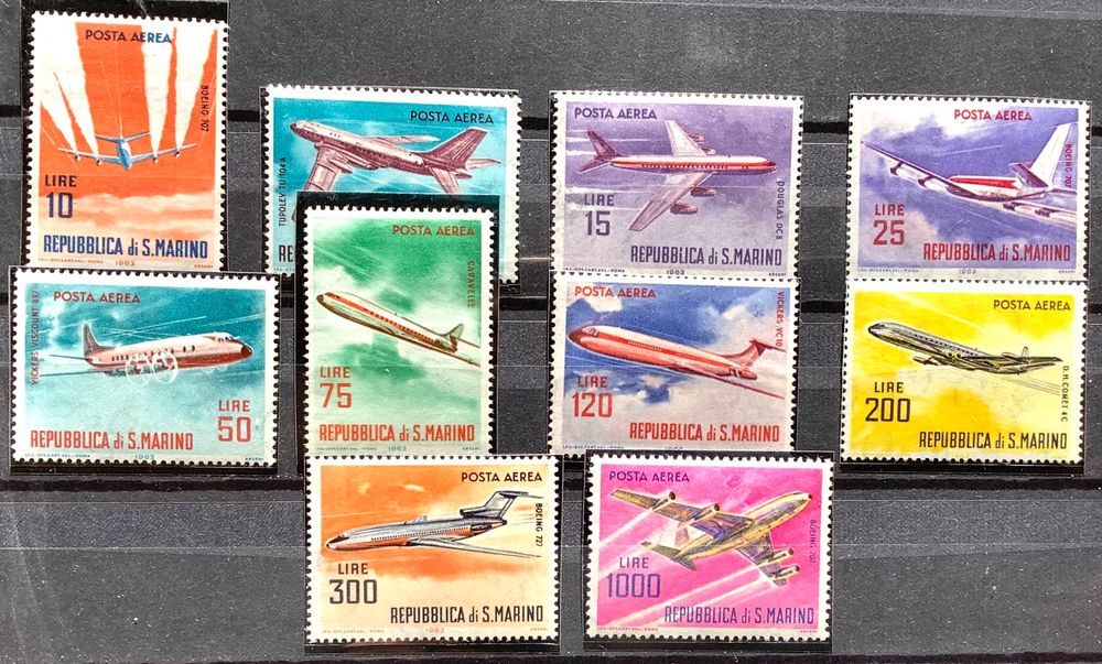 1963-64 San Marino Flugpostmarken Flugzeuge 2 Sätze** | Kaufen auf Ricardo