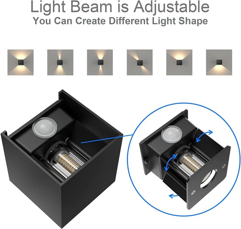 4 Wandleuchte mit Bewegungsmelder Einstellbar Abstrahlwinkel (Neu und originalverpackt) in ...