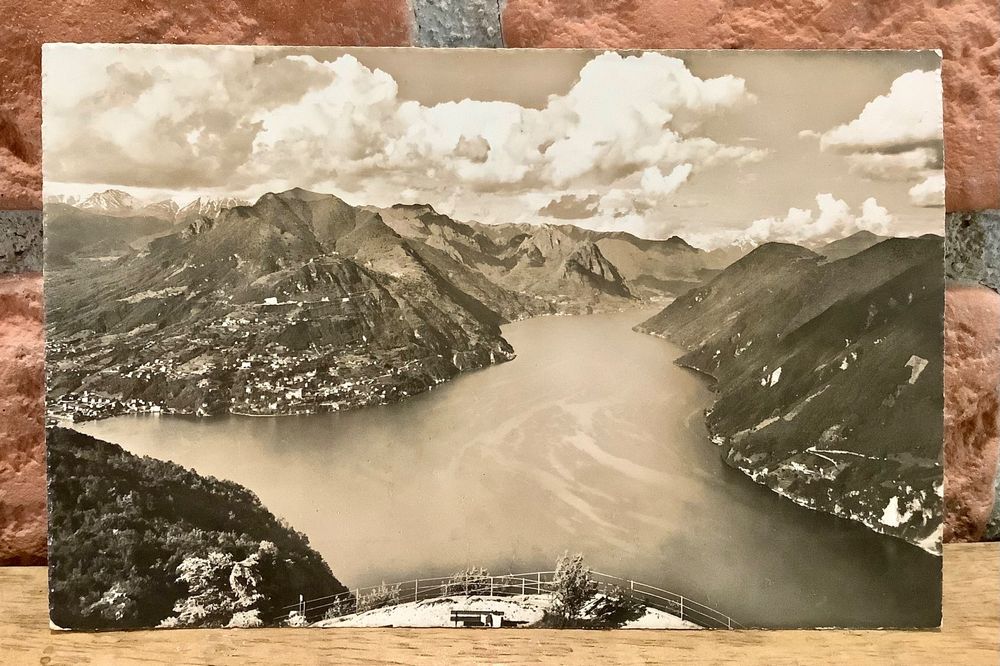 1954 Foto AK Lago di Lugano - Monte Brè e sfondo di Porlezza (Gebraucht) in Root für CHF 1 – mit ...