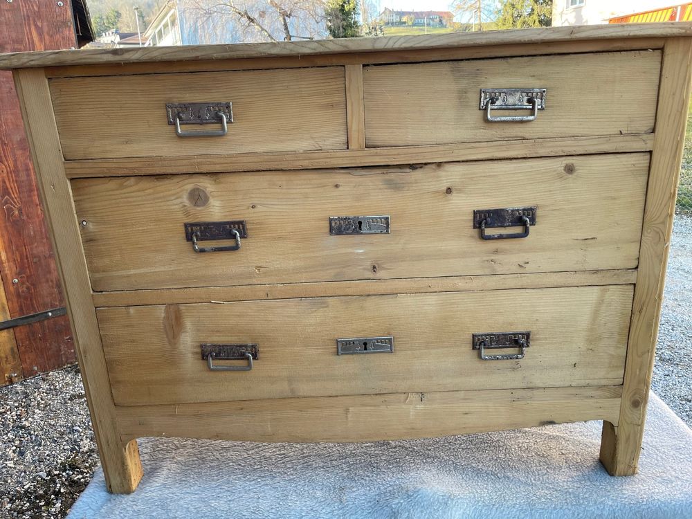 petite commode 4 tiroirs en sapin a restaurer (2) (Défectueux) à La ...