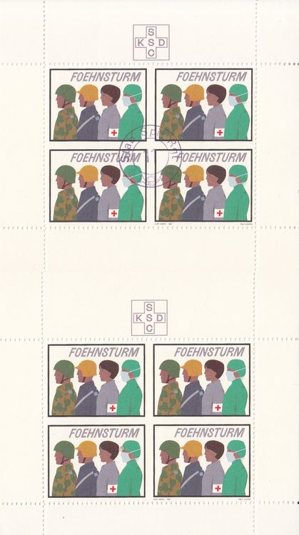Foehnsturm Vignetten-Block postfrisch und gestempelt 1987 (Gebraucht ...