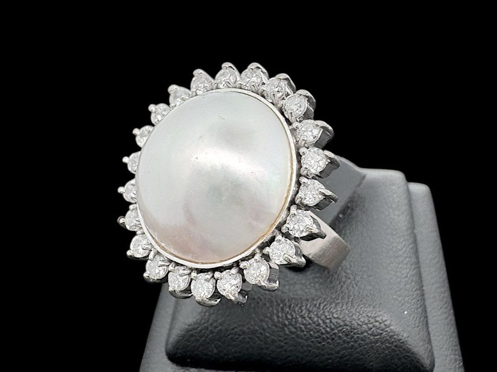 Mabé Perle 16mm Diamanten 0.44c Ring 18k WG Grösse 50 *S1555 (Gebraucht) in Zürich für CHF 644 ...
