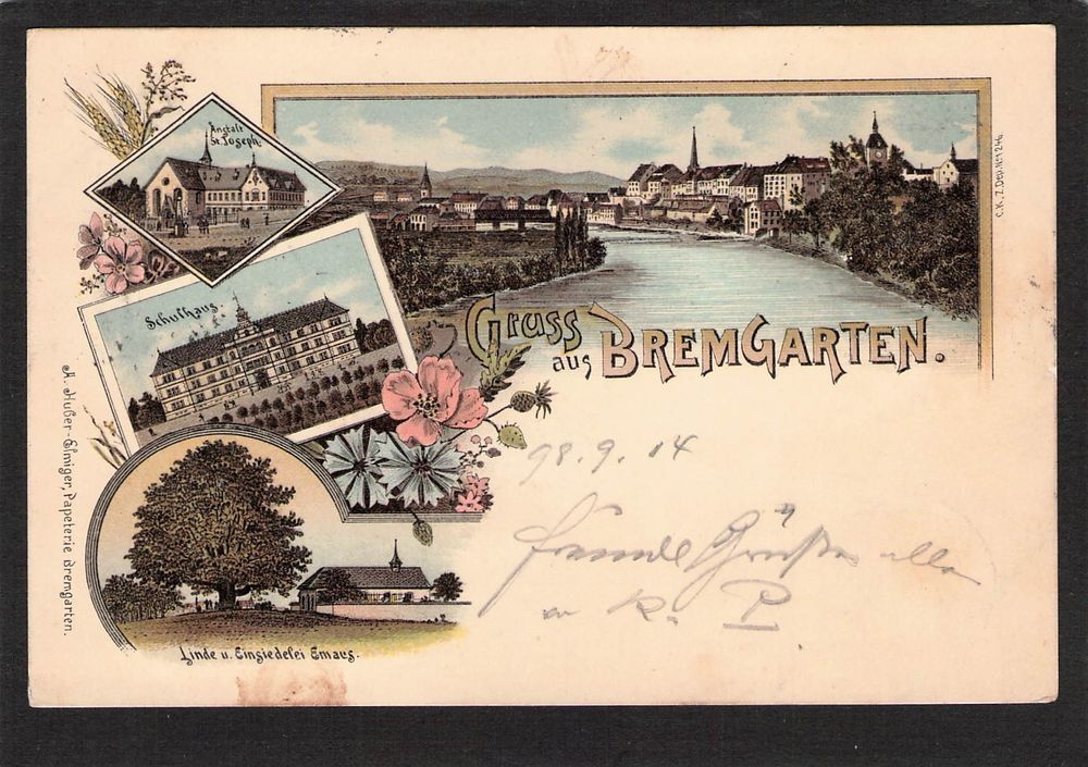 .Lithografie Gruss aus Bremgarten AG , gel. 1899 | Kaufen auf Ricardo