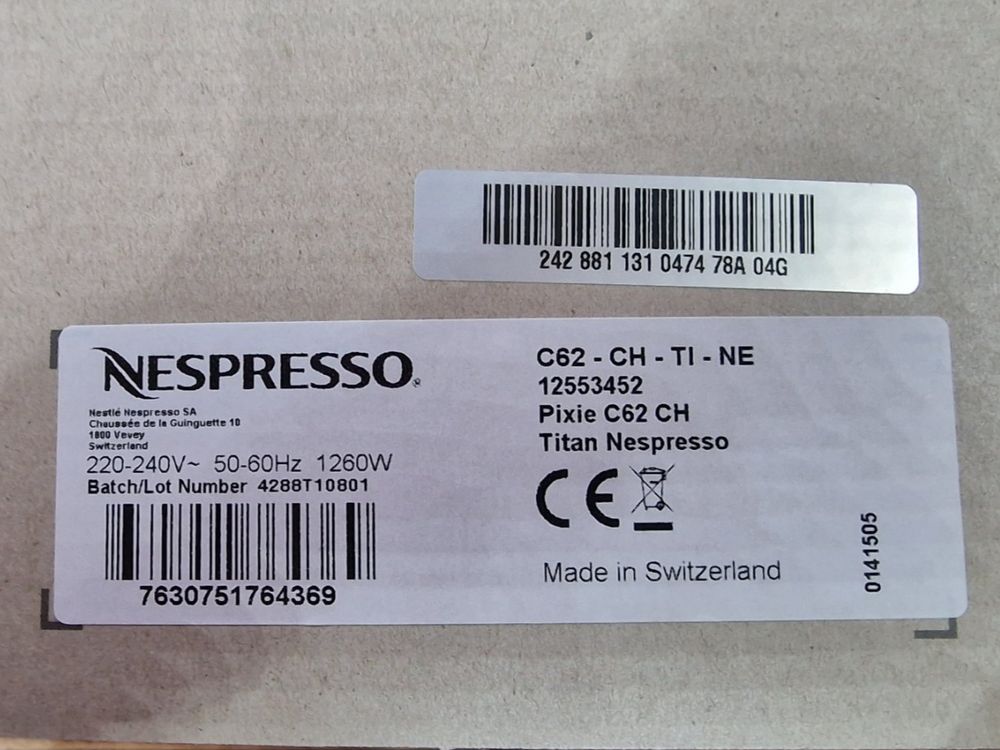 Nespresso Pixie C62 CH Titan (Neu und originalverpackt) in Kerzers für ...