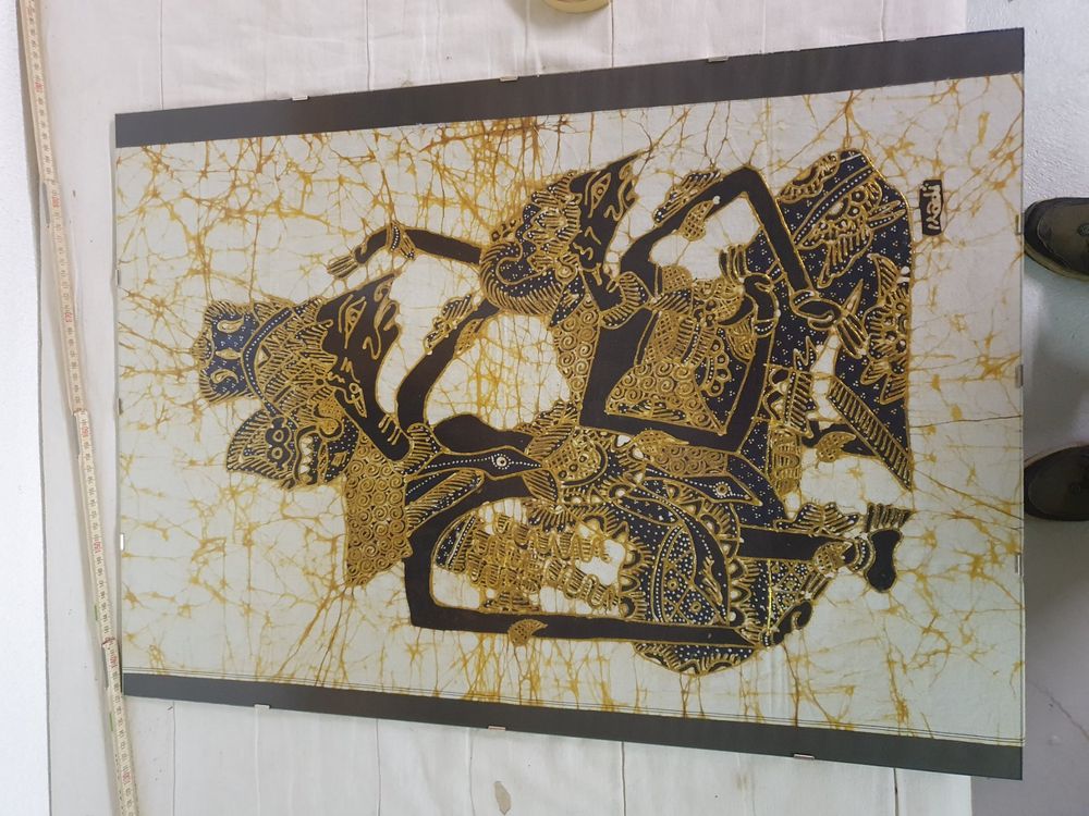 Batik-Kunstgemälde auf Baumwollstoff, Darstellung der Figure (Gebraucht ...