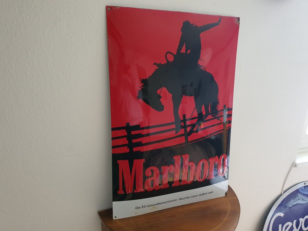 Grosses Emailschild Marlboro Emaille Schild Reklame Retro | Kaufen auf ...