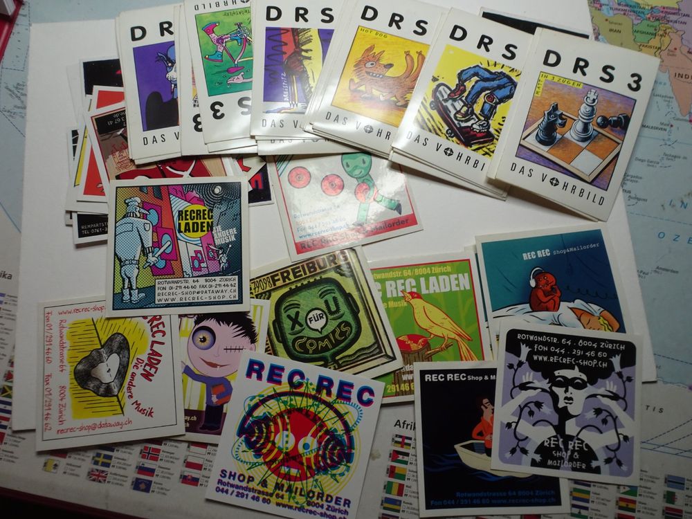 viele Sticker von RecREc, DRS 3, X für U und andere (Gebraucht) in ...