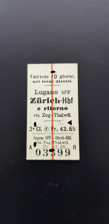 Billett Lugano- Zürich 1933 (Gebraucht) in Birrwil für CHF 19 – mit Lieferung auf Ricardo kaufen