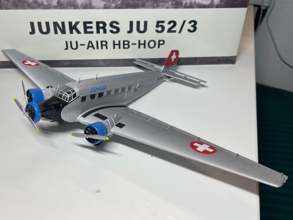 Junkers Ju-52 Ju-Air HB-HOP Metallmodell 1/72 (Neu und originalverpackt ...