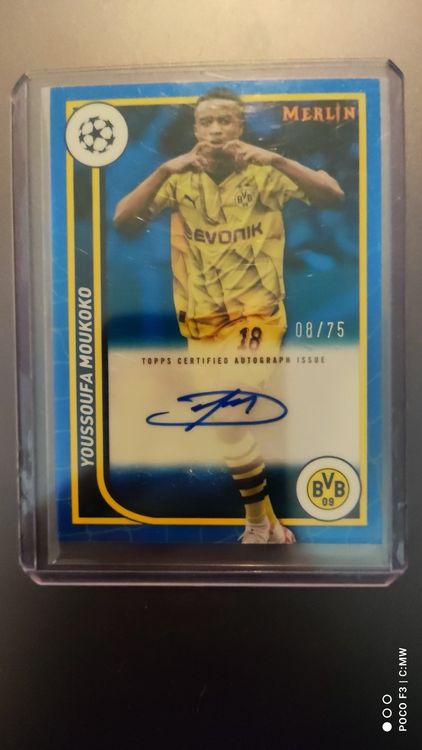 Topps Merlin 23/24 Youssoufa Moukoko /75 mit Autogramm (Gebraucht) in ...
