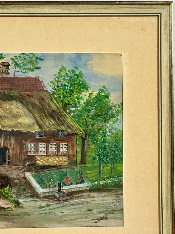 Alte Bauernhof Landschaft Aquarell signiert Lang | Kaufen auf Ricardo