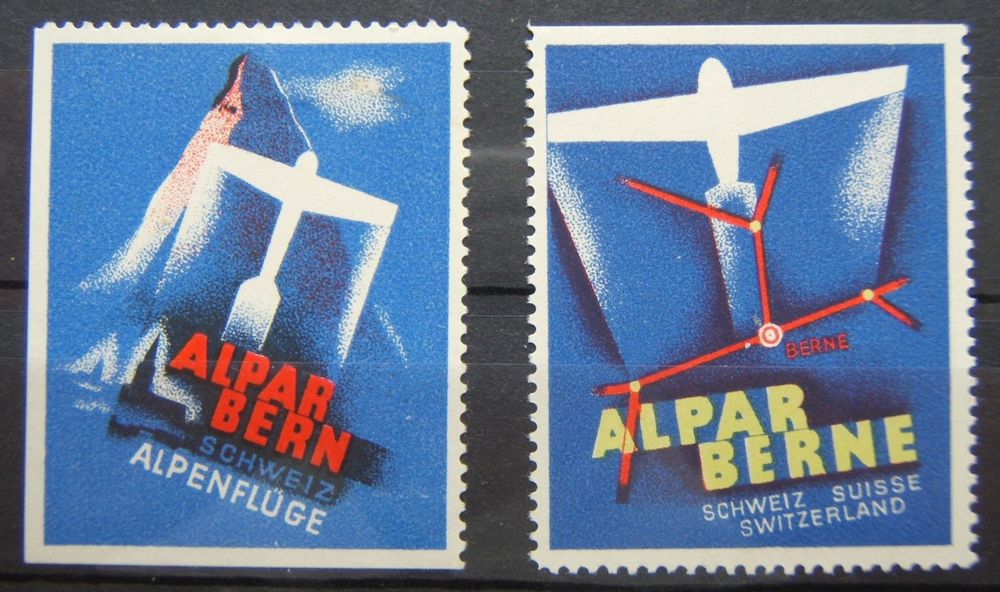2 FLUGPOST VIGNETTEN ALPAR BERN / BERNE (Neu (gemäss Beschreibung)) in ...