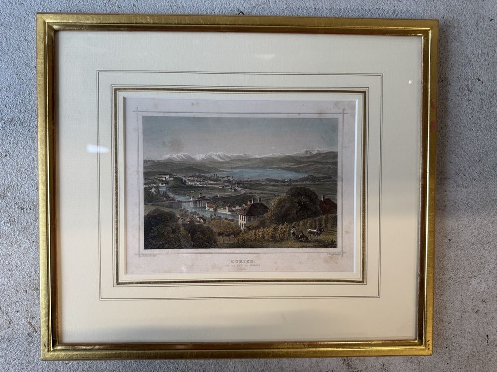 Zürich von der Weid – Originaler Stahlstich um 1865 – Echtgo (Gebraucht ...