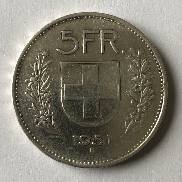5 Fränkler Münze Silber1951 Abart (Gebraucht) in Ettingen für CHF 9 – mit Lieferung auf Ricardo ...
