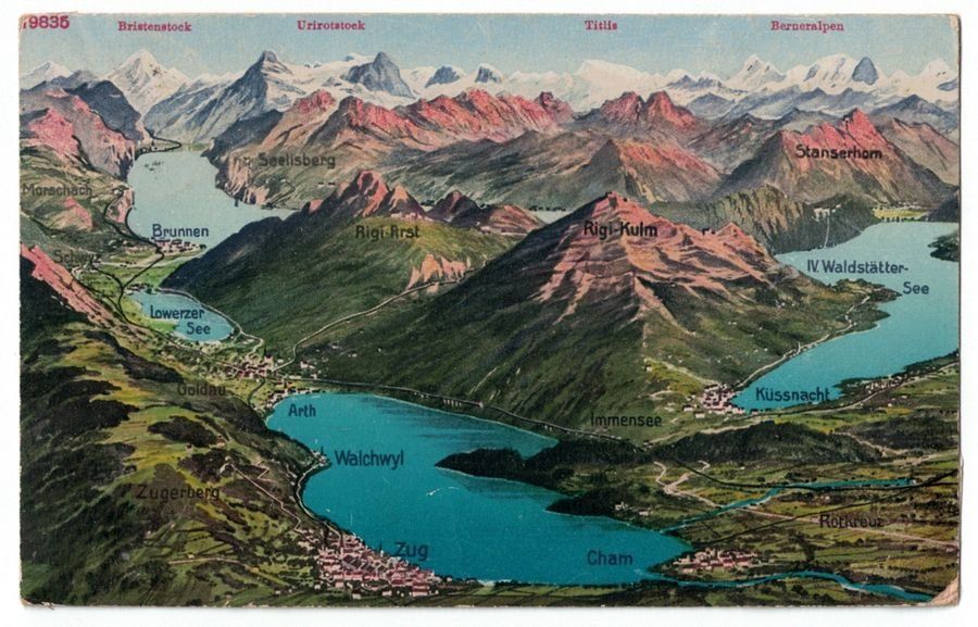 Panorama-AK Zuger-, Lowerzer- und Vierwaldstättersee (Gebraucht) in Frauenfeld für CHF 3.2 – mit ...