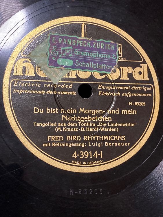 Schellackplatte 10“ 78RPM FRED BIRD RHYTHMICANS | Kaufen auf Ricardo